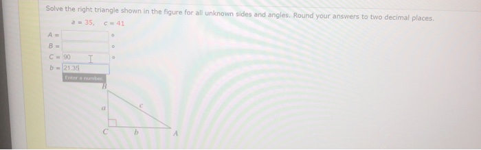 Solved Solve the right triangle shown in the figure for all | Chegg.com