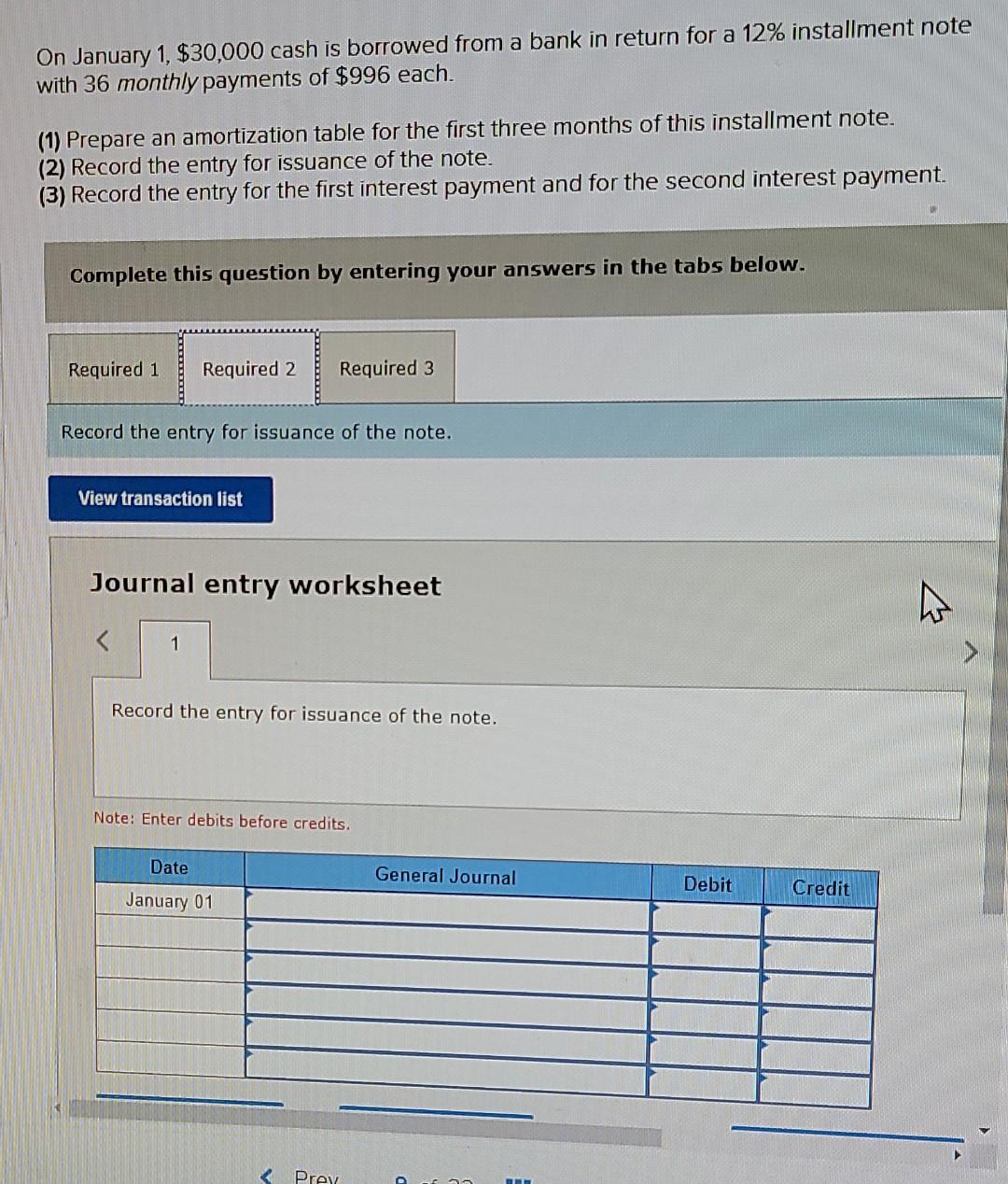 Solved Exercise 10-14 (Static) Monthly installment note | Chegg.com
