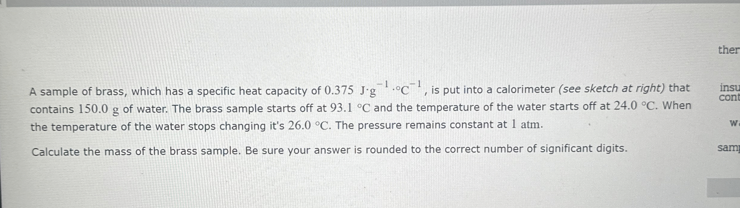 Solved A sample of brass, which has a specific heat capacity | Chegg.com