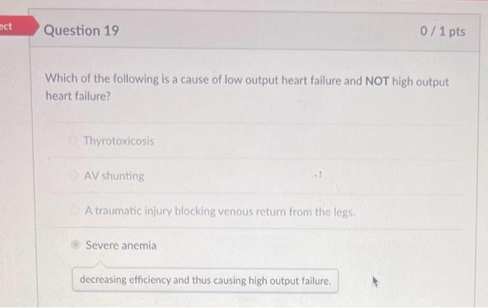 Solved Which of the following is a cause of low output heart | Chegg.com