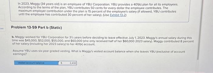 Solved In 2023, Maggy ( 34 years old) is an employee of YBU | Chegg.com