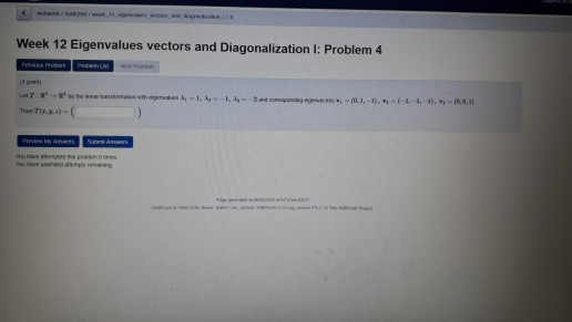 Solved Week 12 Eigenvalues vectors and Diagonalization I: | Chegg.com