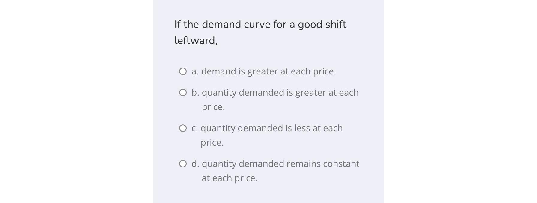 Solved If the demand curve for a good shift leftward,a. | Chegg.com