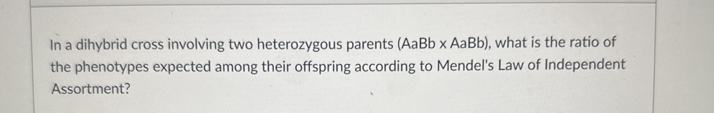 Solved In a dihybrid cross involving two heterozygous | Chegg.com Solved In a dihybrid cross involving two heterozygous | Chegg.com