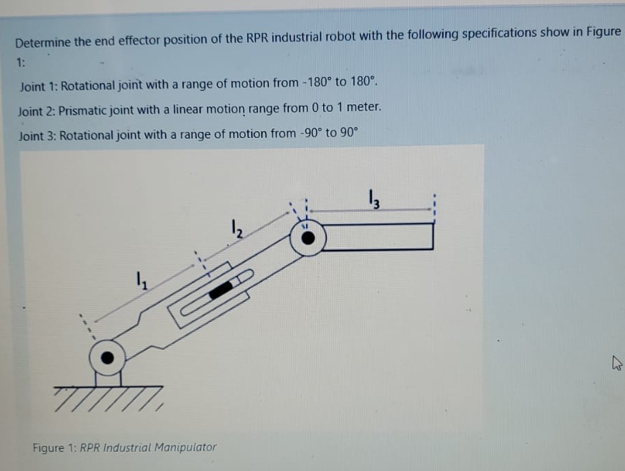 Solved Determine the end effector position of the RPR | Chegg.com