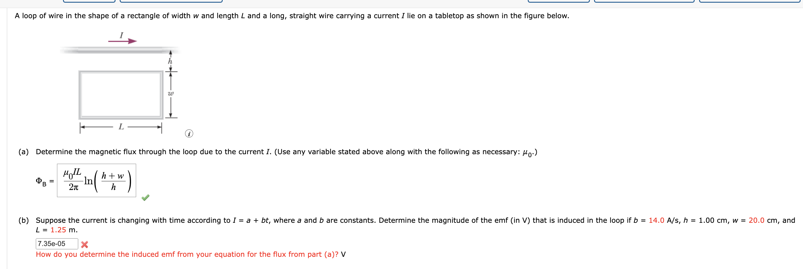 Solved A loop of wire in the shape of a rectangle of width w | Chegg.com
