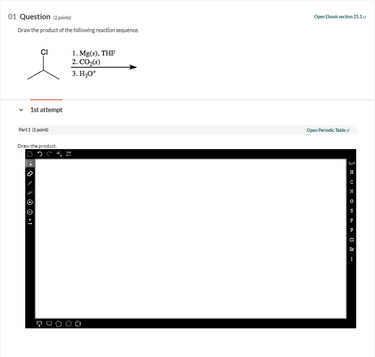 01 ﻿Question (2points)Draw the product of the | Chegg.com