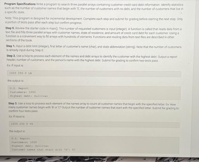 Solved Program Specifications Write a program to search | Chegg.com
