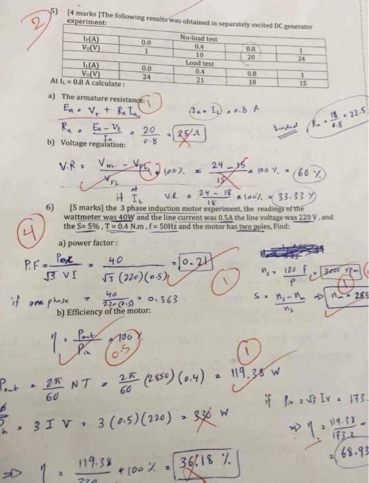 Solved 5) [4 marks ]The following resuits was obtained in | Chegg.com
