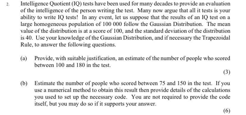 Solved Intelligence Quotient (IQ) ﻿tests have been used for | Chegg.com