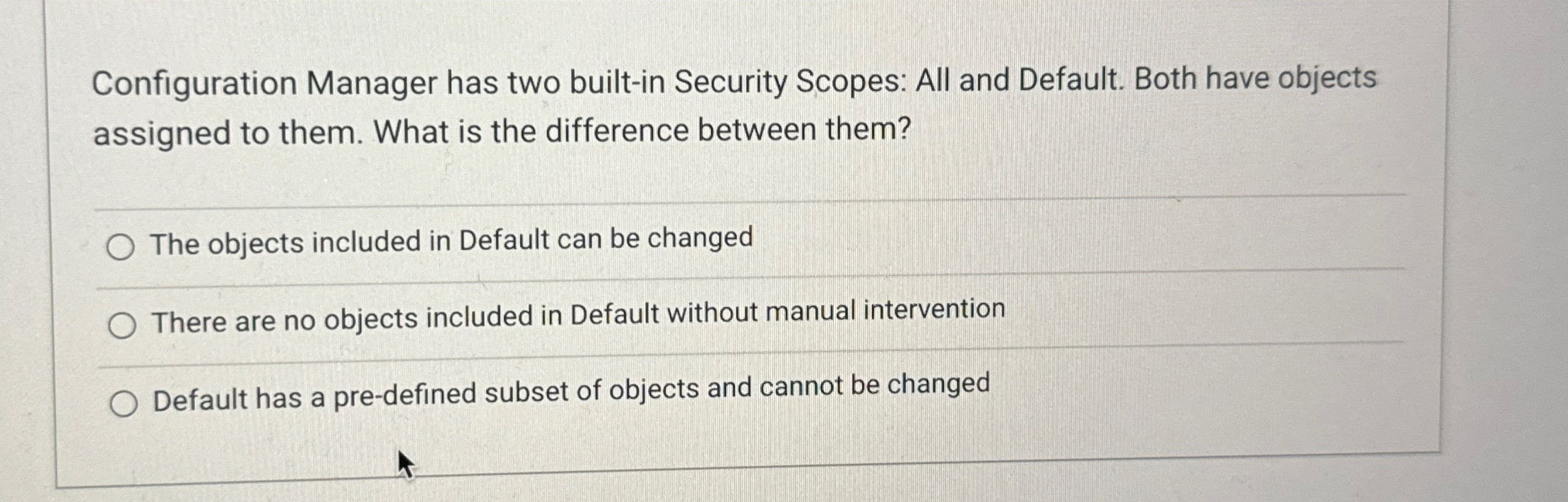 Solved Configuration Manager has two built-in Security | Chegg.com
