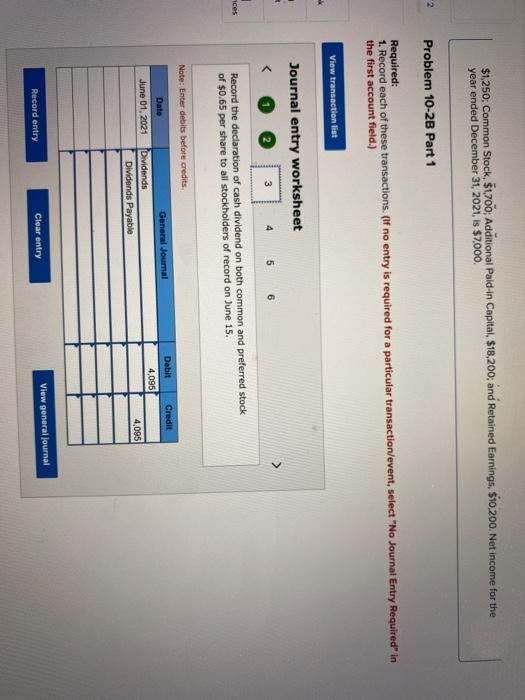 Solved Required information Problem 10-2B Record equity | Chegg.com