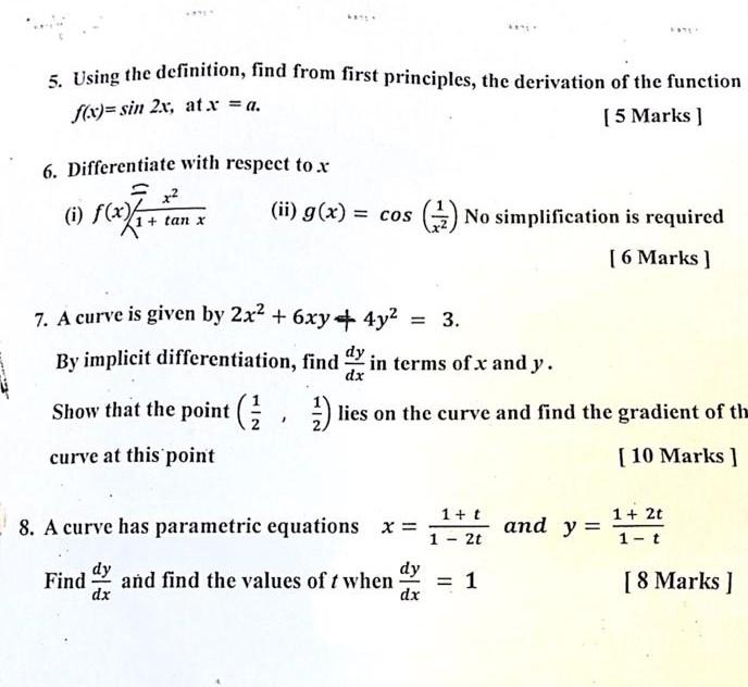 Solved 5. Using the definition, find from first principles, | Chegg.com