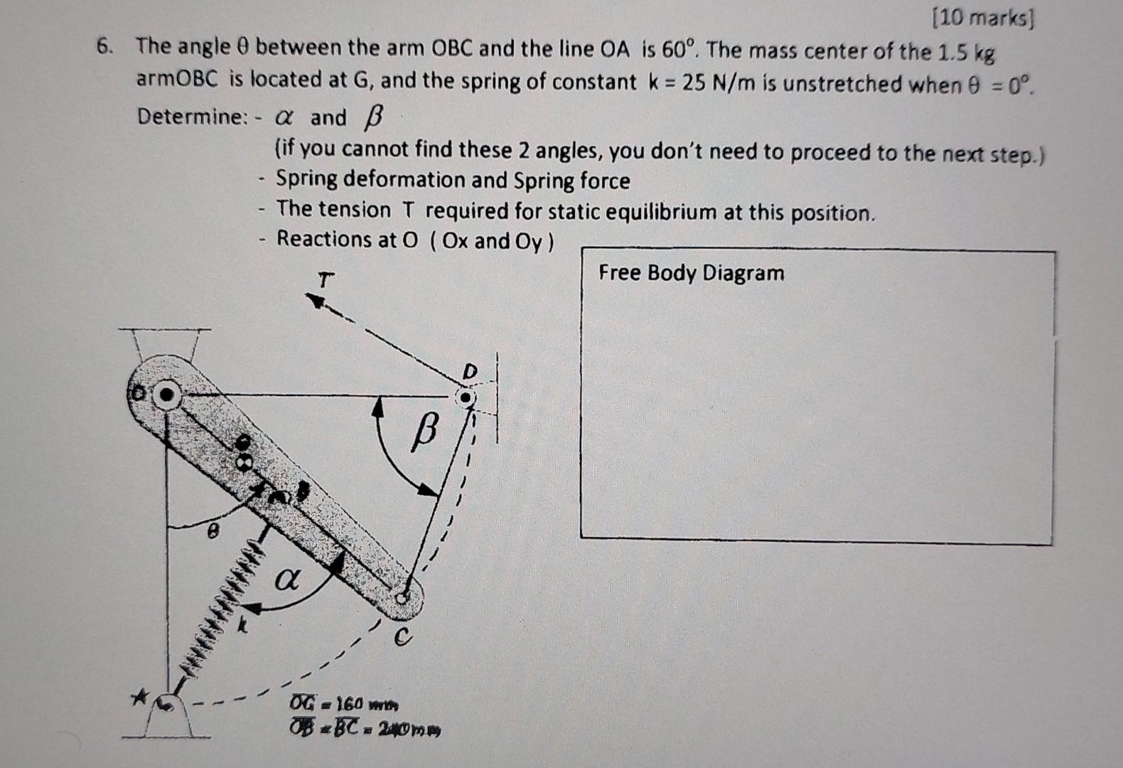 6. The angle θ between the arm OBC and the line OA is | Chegg.com