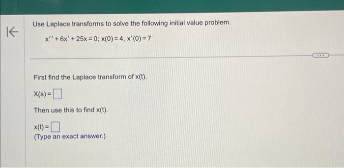 Solved Use Laplace Transforms To Solve The Following Initial