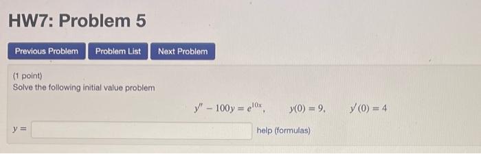 Solved HW7: Problem 4 Previous Problem Probler List Next | Chegg.com