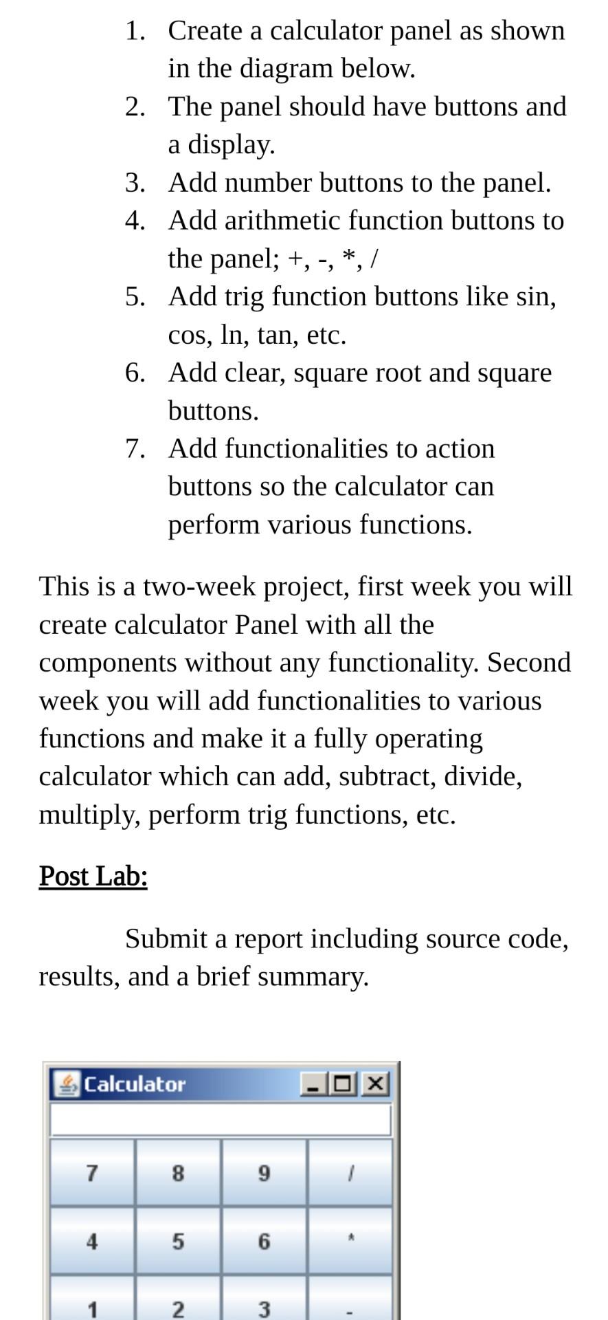 Solved و 1. Create a calculator panel as shown in the | Chegg.com