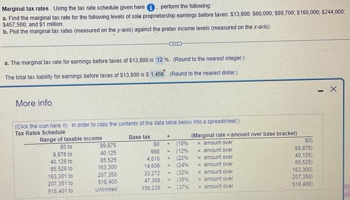 Solved Marginal tax rates Using the tax rate schedule given | Chegg.com