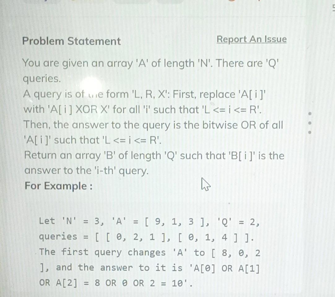 Solved Problem Statement Report An Issue You are given an | Chegg.com