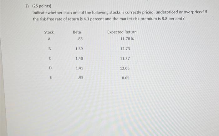 Solved (25 points) Indicate whether each one of the | Chegg.com