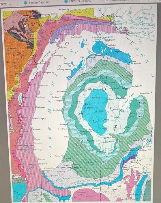 Solved Geologic Map of Michigan 8. Where are the youngest | Chegg.com