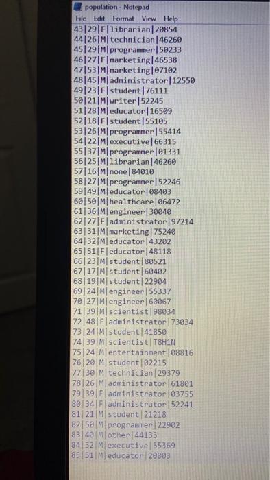 Solved Read The Dataset Populationtxt In Canvas As Pandas 