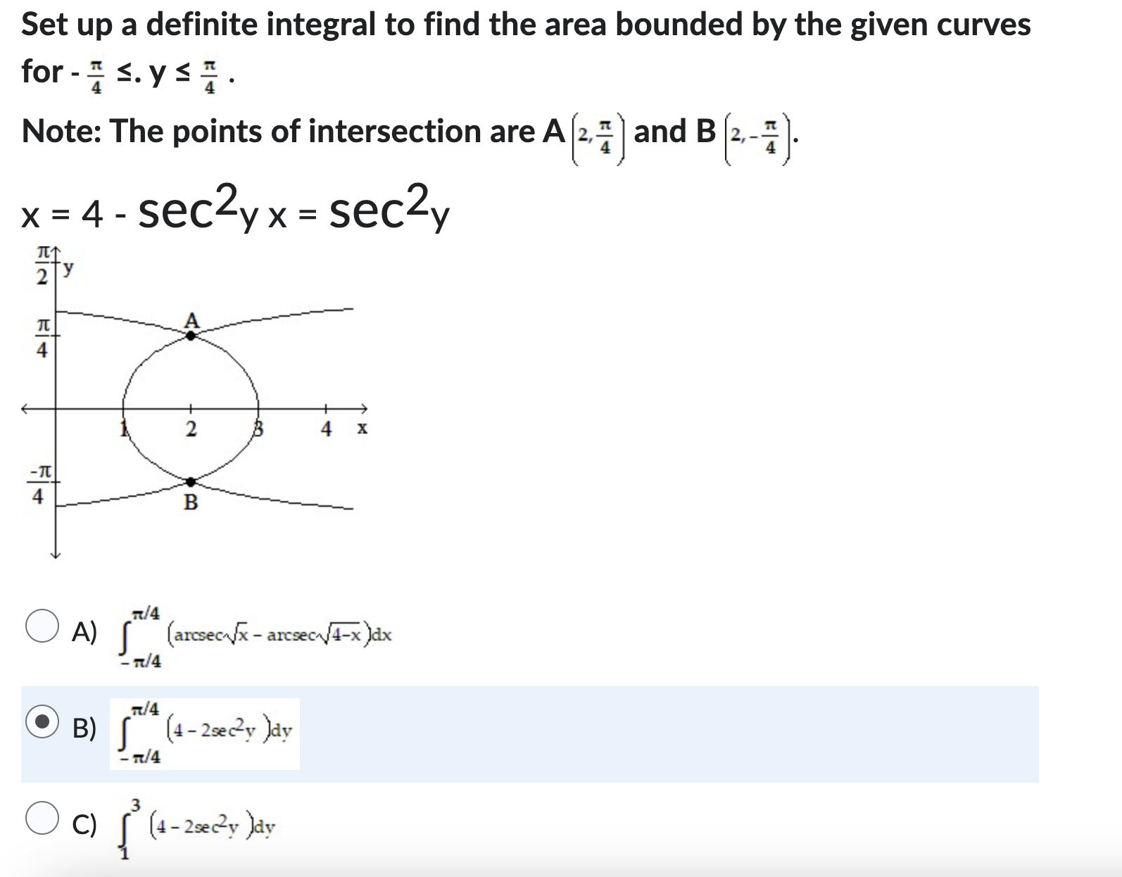 Solved Set up a definite integral to find the area bounded | Chegg.com