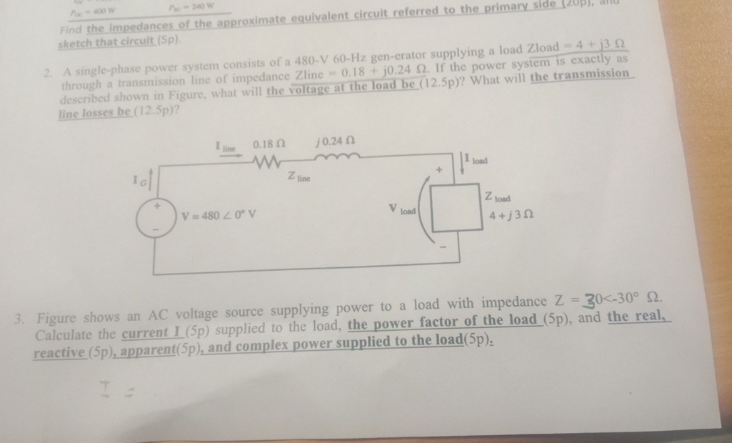 Solved Find the impedances of the approximate equivalent | Chegg.com