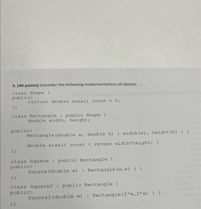 3. [40 points] Consider the following implementations | Chegg.com
