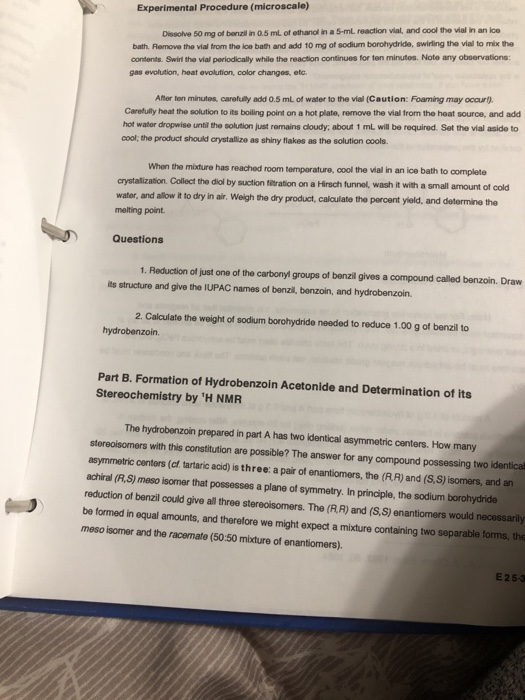 Solved Experimental Procedure (microscale) Dissolve 50 mg of | Chegg.com