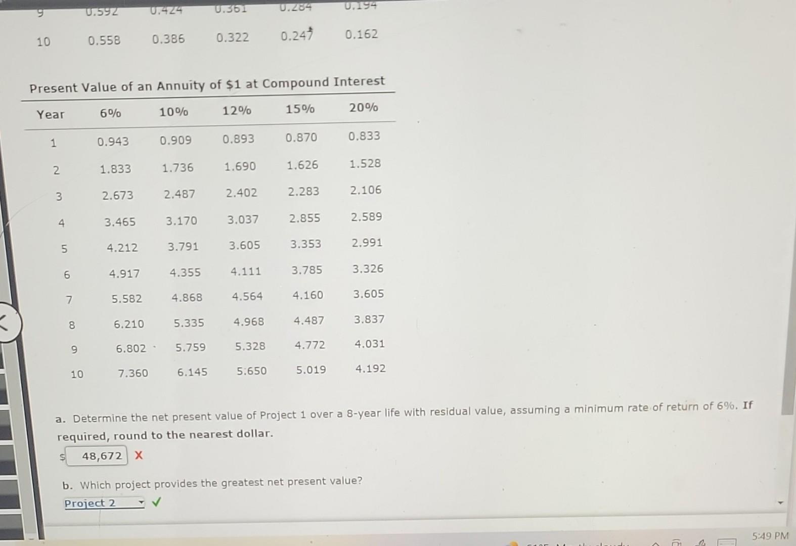 Solved Net present value-unequal lives Project 1 requires an | Chegg.com