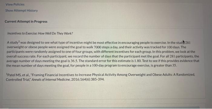 Solved Incentives to Exercise: How Well Do They Work? A | Chegg.com