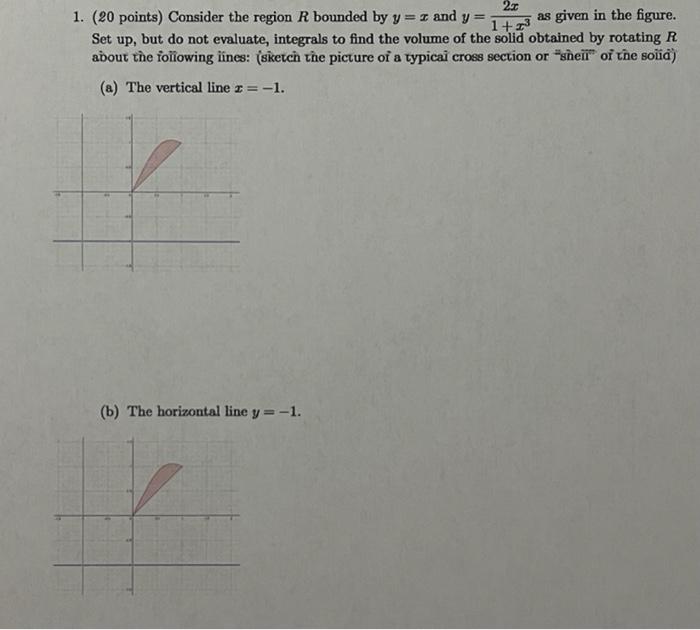 Solved 1. (20 points) Consider the region R bounded by y=x | Chegg.com
