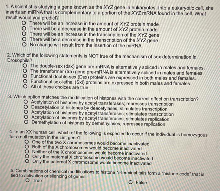 Solved 1. A scientist is studying a gene known as the XYZ | Chegg.com