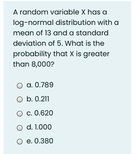 Solved A random variable X has a log-normal distribution | Chegg.com