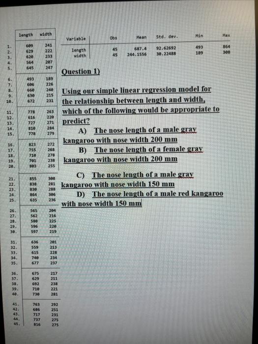 Solved Using our simple linear regression model for the | Chegg.com