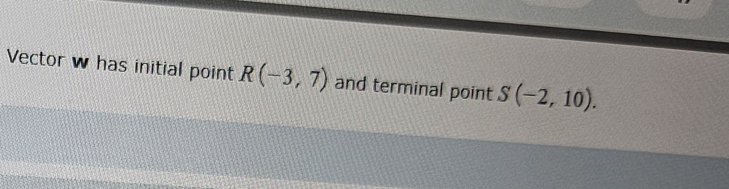 Solved Vector w ﻿has initial point R(-3,7) ﻿and terminal | Chegg.com