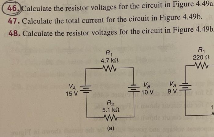 Solved 46. Calculate the resistor voltages for the circuit | Chegg.com