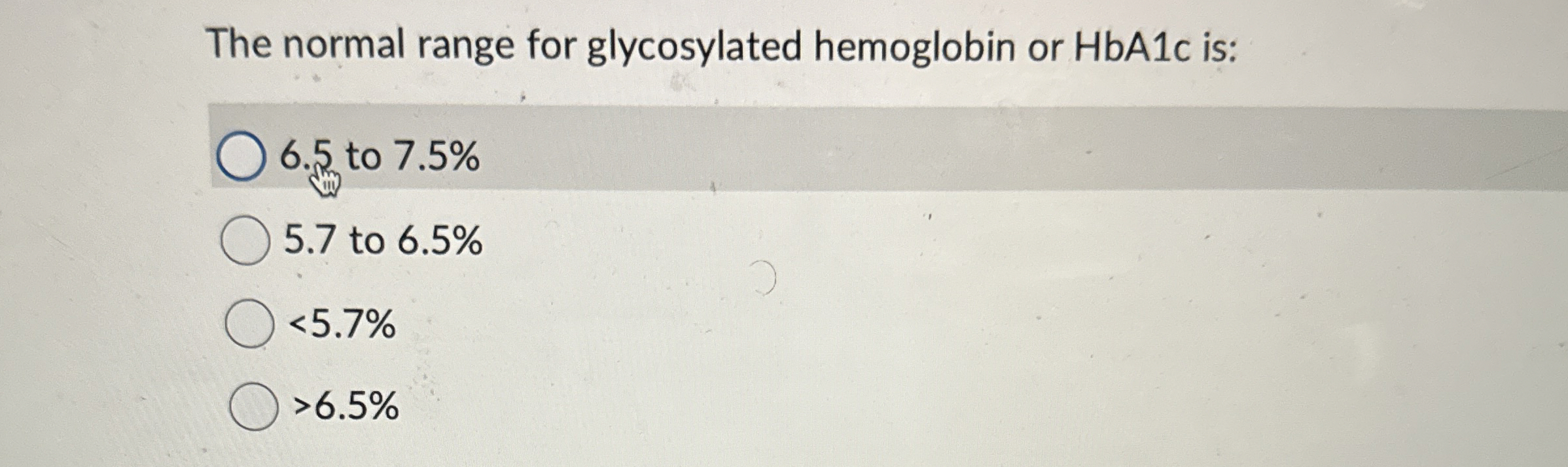 Solved The normal range for glycosylated hemoglobin or HbA1c | Chegg.com