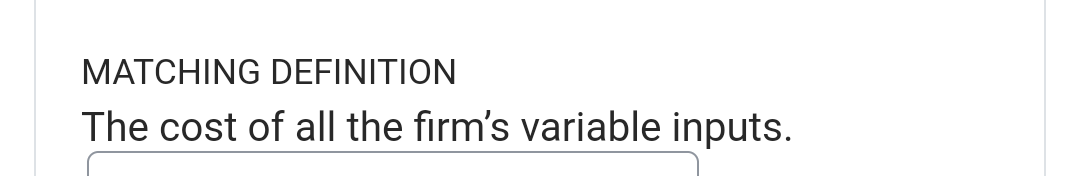 Solved MATCHING DEFINITIONThe cost of all the firm's | Chegg.com