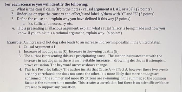 Solved For each scenario you will identify the following: 1. | Chegg.com