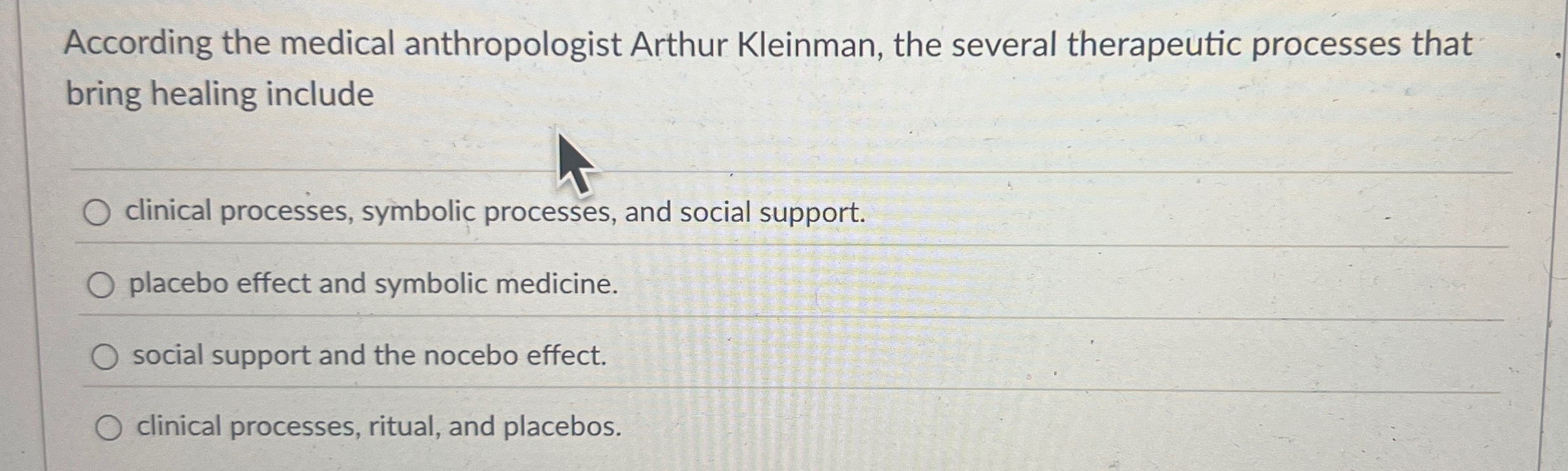 Solved According the medical anthropologist Arthur Kleinman, | Chegg.com