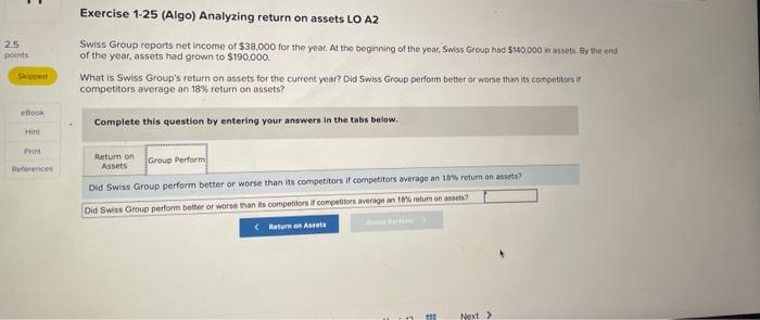 Solved Exercise 1−25 (Algo) Analyzing return on assets LO A2 | Chegg.com
