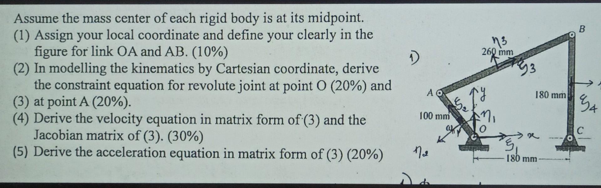 Solved Assume the mass center of each rigid body is at its | Chegg.com
