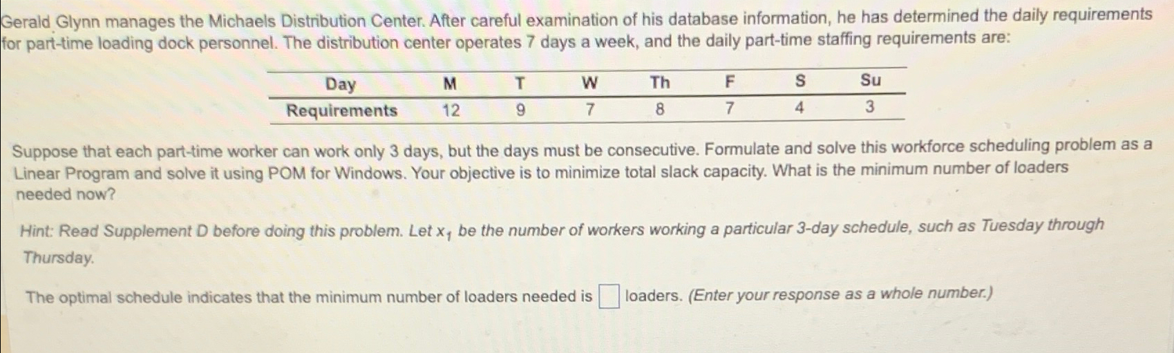 Solved Gerald Glynn manages the Michaels Distribution | Chegg.com