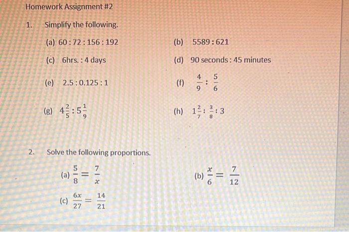 Solved 1. Simplify the following. (a) 60:72:156:192 (b) | Chegg.com