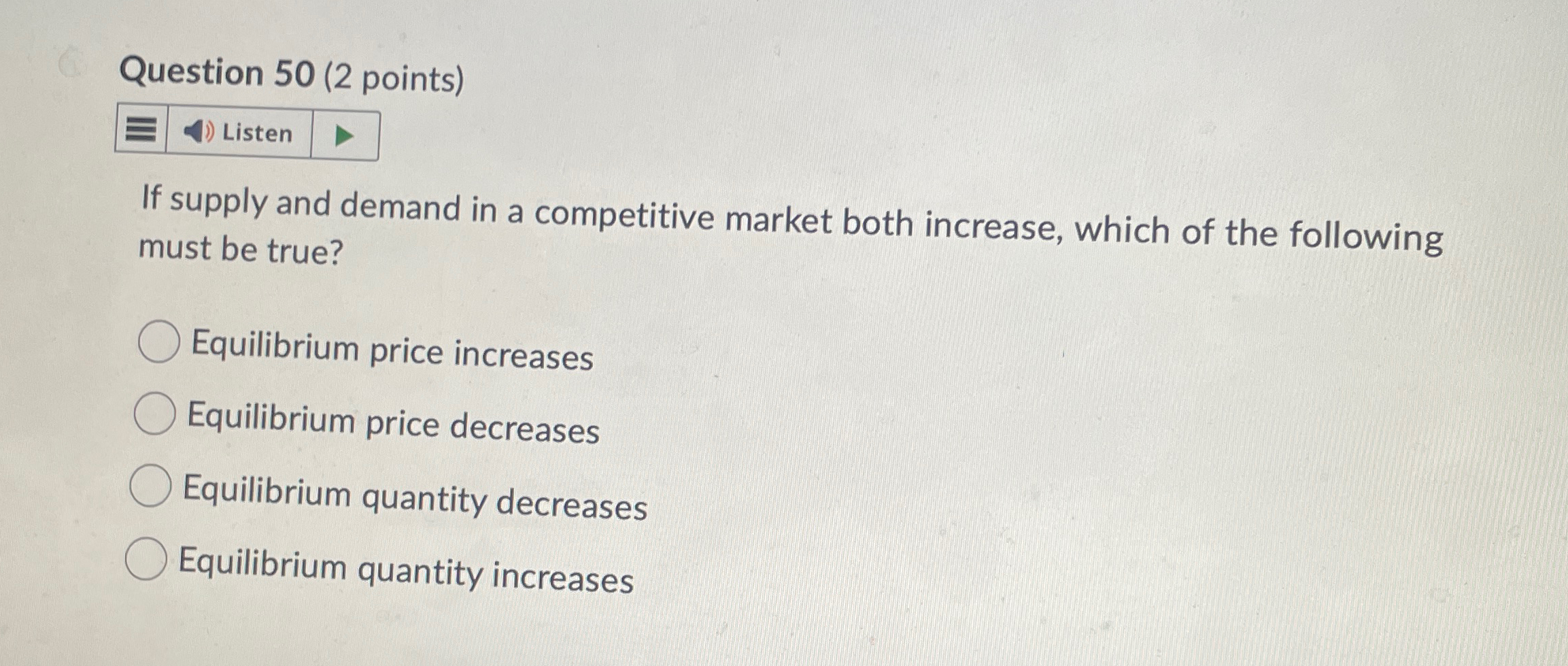 Solved Question 50 (2 ﻿points)ListenIf supply and demand in | Chegg.com