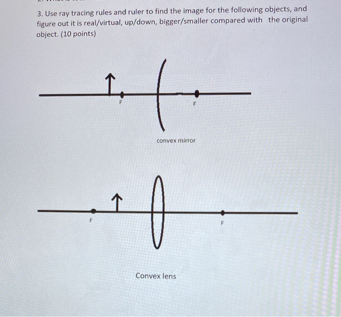 Solved 3. Use ray tracing rules and ruler to find the image | Chegg.com