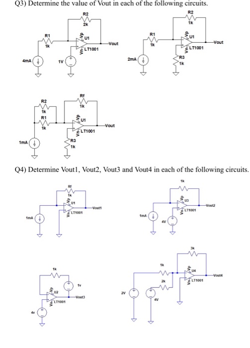 Solved Q3) Determine the value of Vout in each of the | Chegg.com