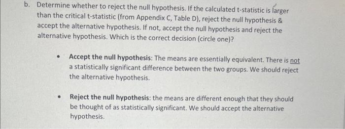 4. Perform a null-hypothesis significance test (NHST) | Chegg.com